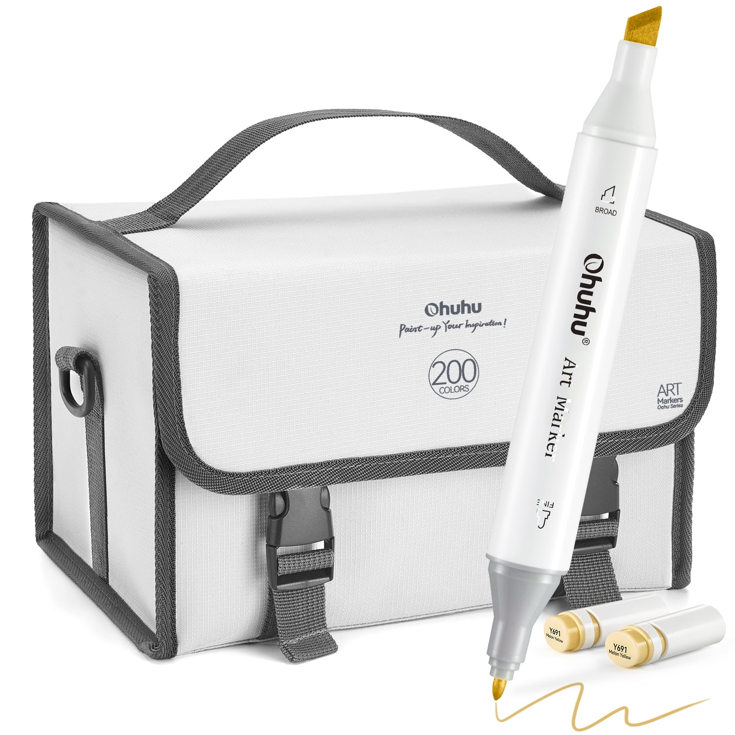 Oahu Serie 200 Colors Markers Set Fine-and-Chisel Dual Tips Alcohol Art ...