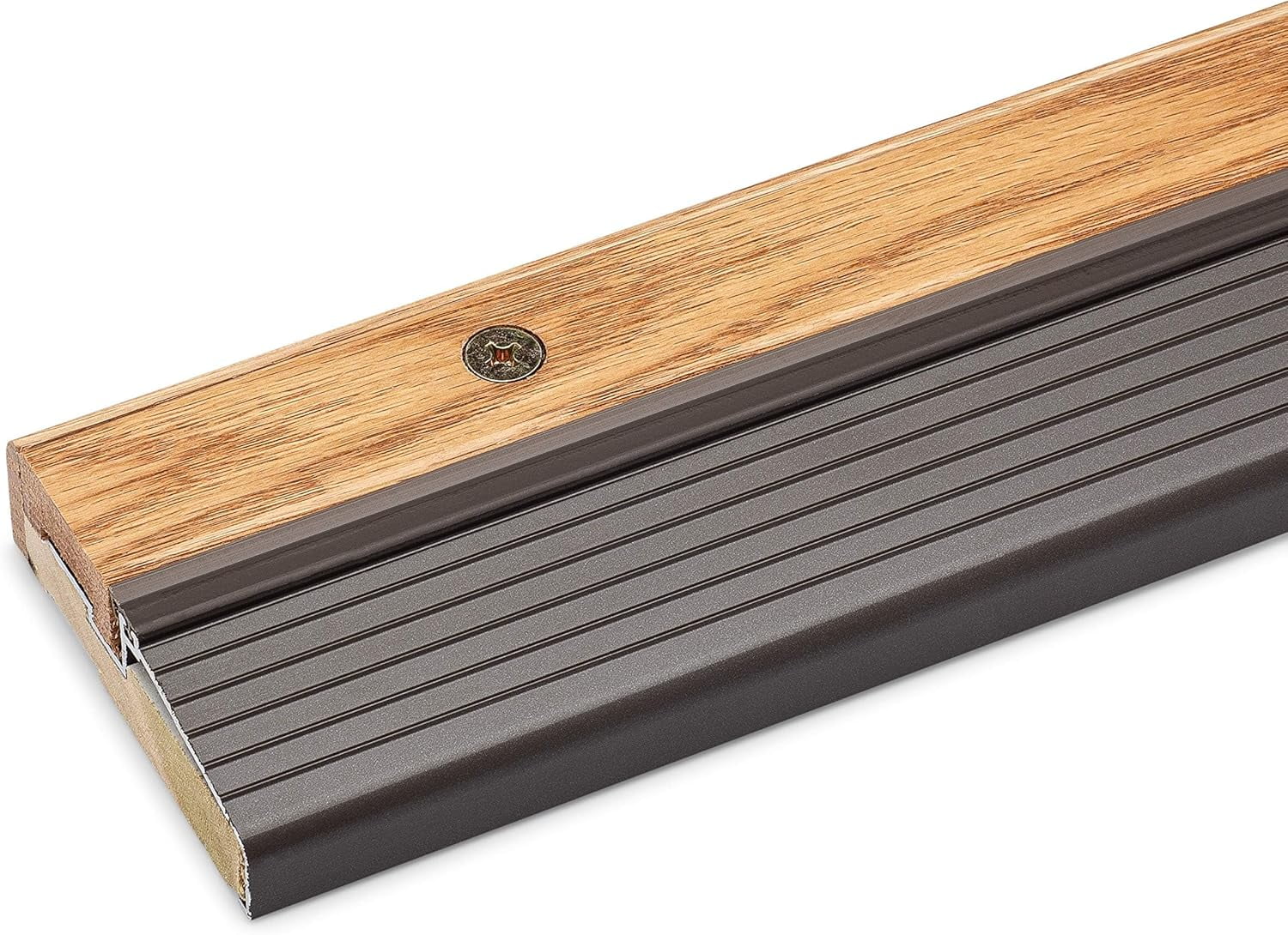 Oak & Aluminum Adjustable Threshold 3 5/8" Wide Adjustable from 1 1/8 ...