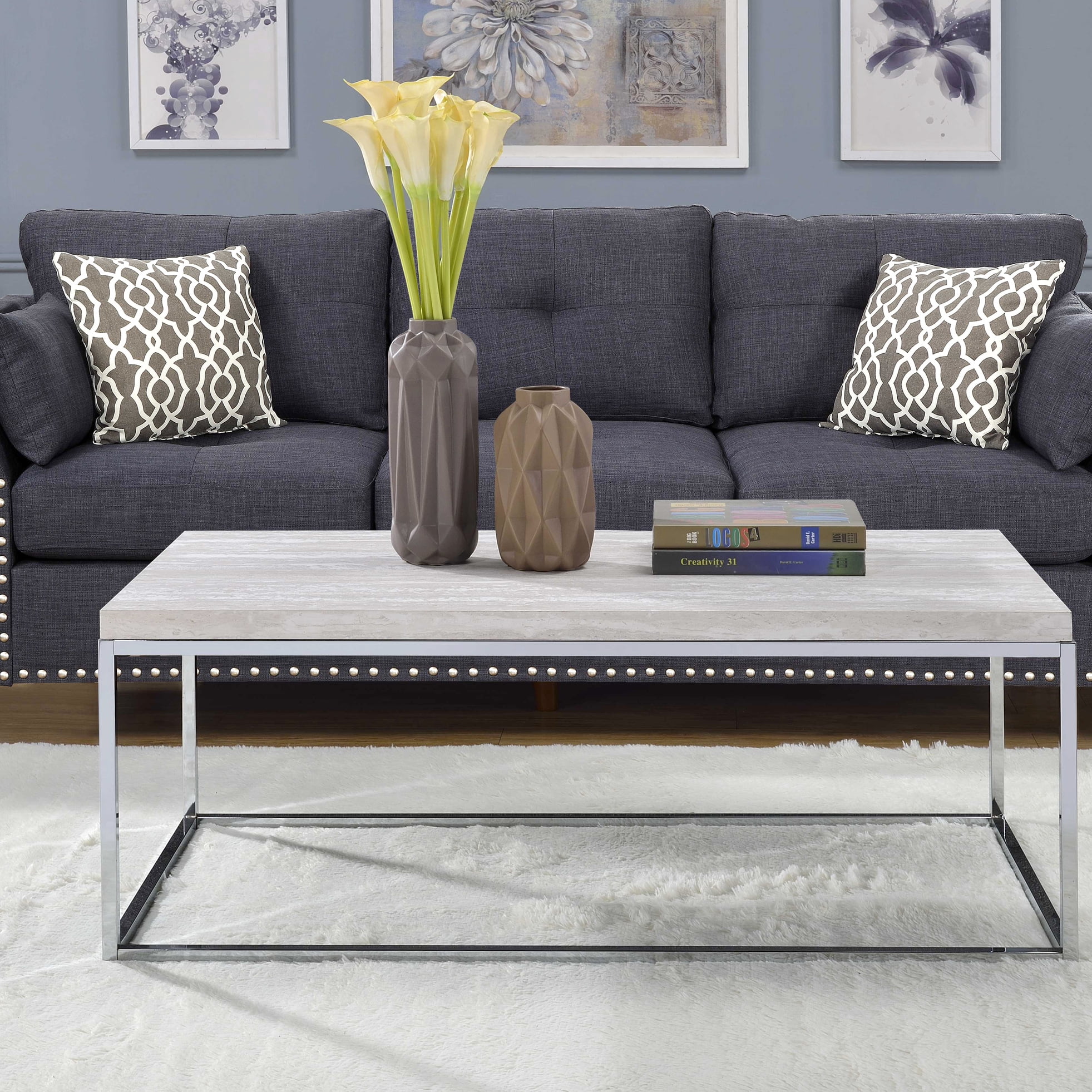 Oak And Coffee Table With Rectangular Top Stable Sled Base Contemporary Look For Home - Walmart.com