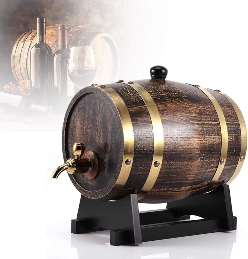 Oak Barrel, 3L Retro Style Oak Wood Red Wine Brandy Whisky Barrel Keg ...