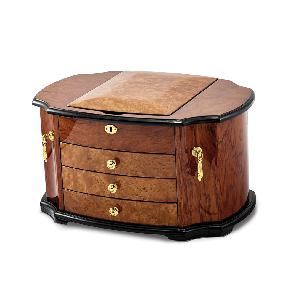 Oak Burl with Natural Mapa Wood Veneer Jewelry Box - Walmart.com