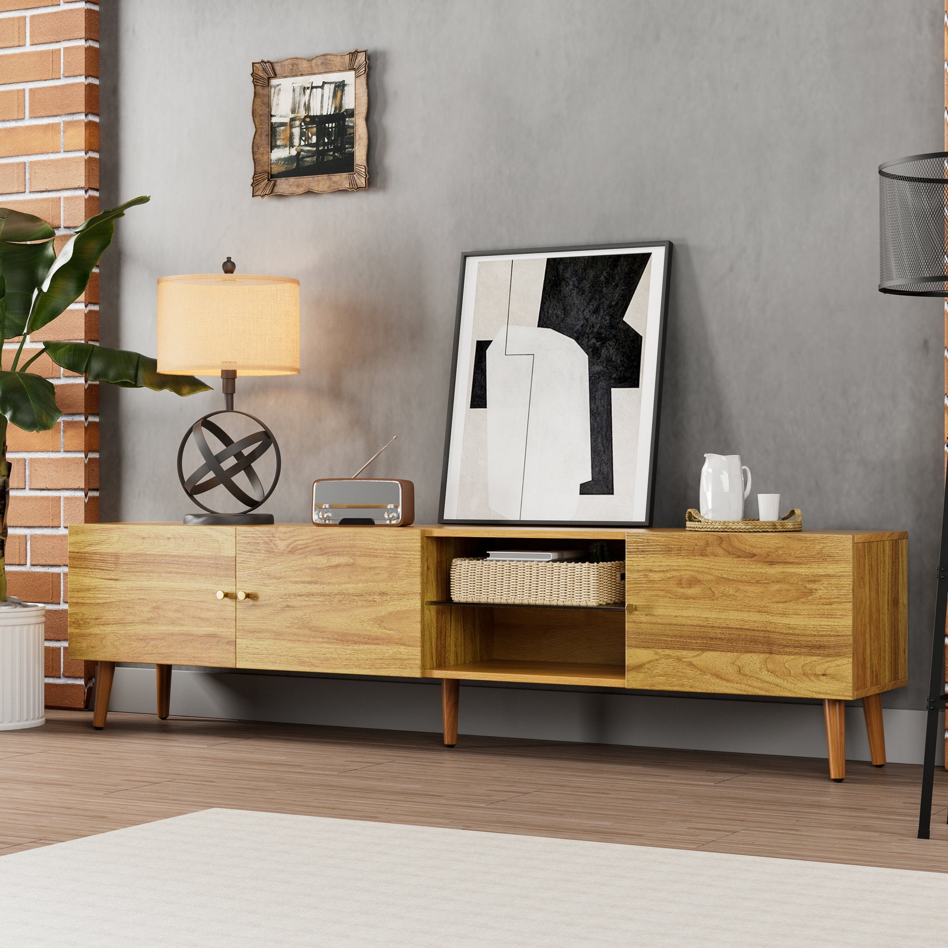 Oak Color TV Stand+Simple Aesthetics”-“Home Decor+Match Different ...
