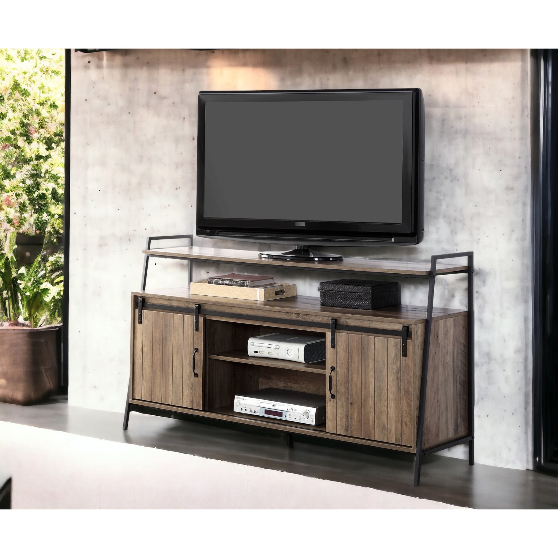Oak - Colored, Space - Saving Design | Used as TV Stand or Console ...