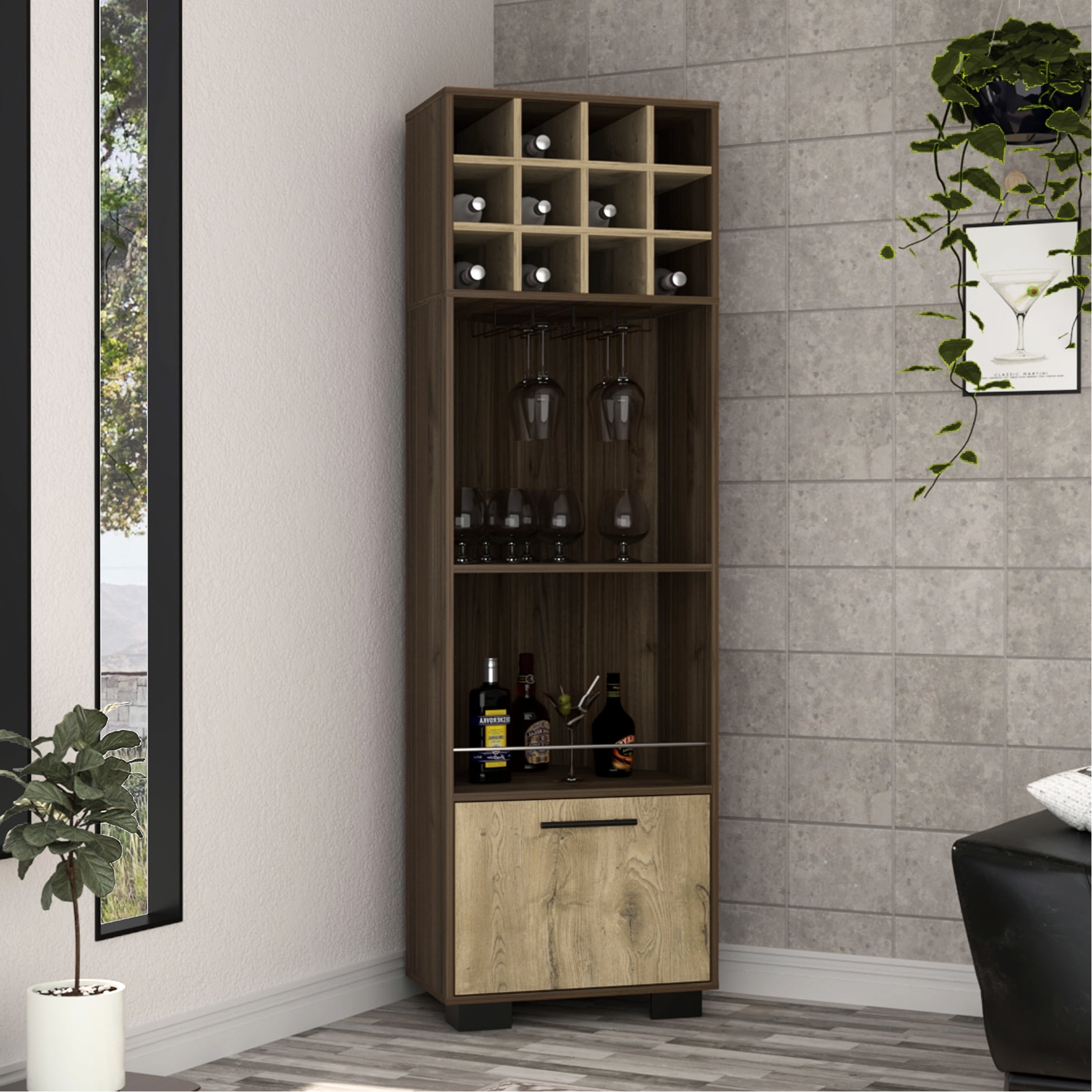 Oak Dining Room Bar Cabinet With Cup Rack And Wine Space Flexible ...