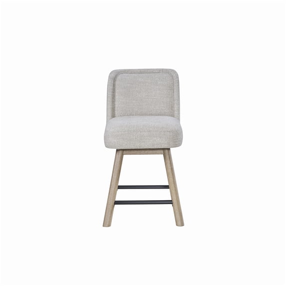 Oak Finish Swivel Stools Set of 2, Padded Counter Height Stools with ...