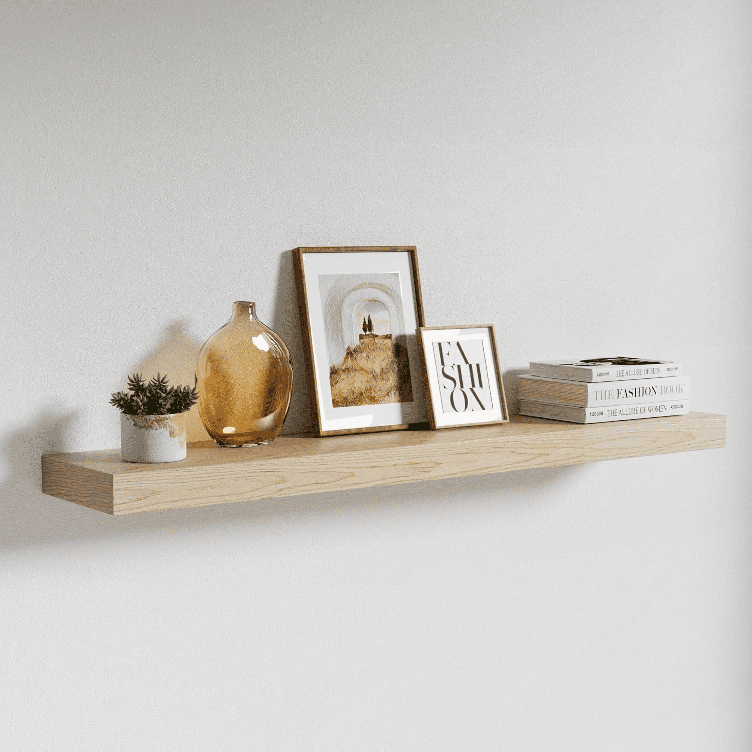 Oak Floating Shelves 2-Piece Wood Floating Shelves for Wall 32W x 8D x ...