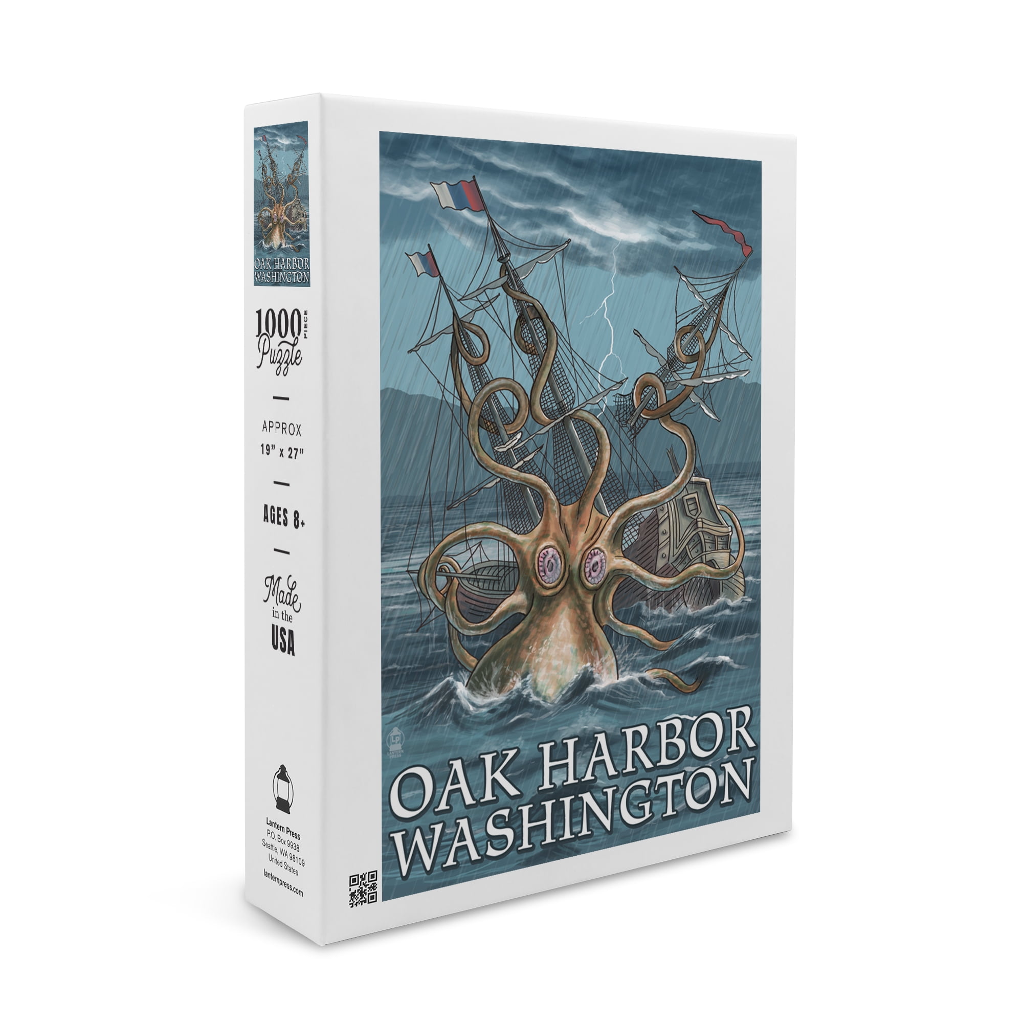 Oak Harbor, Washington, Kraken Attacking Ship (1000 Piece Puzzle, Size 19x27, Challenging Jigsaw ...