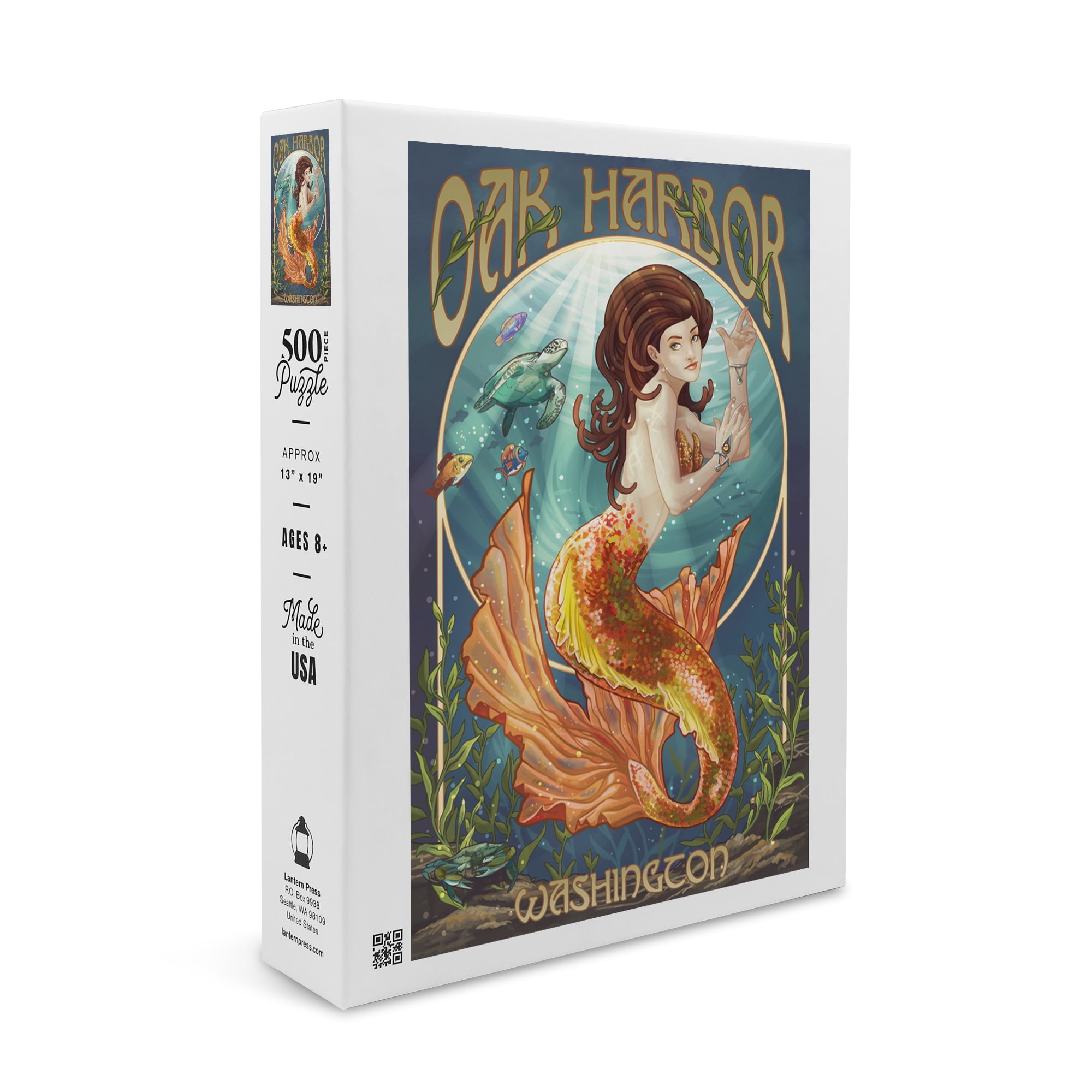Oak Harbor, Washington, Mermaid (Orange) (19x27 inches, Premium 500 ...