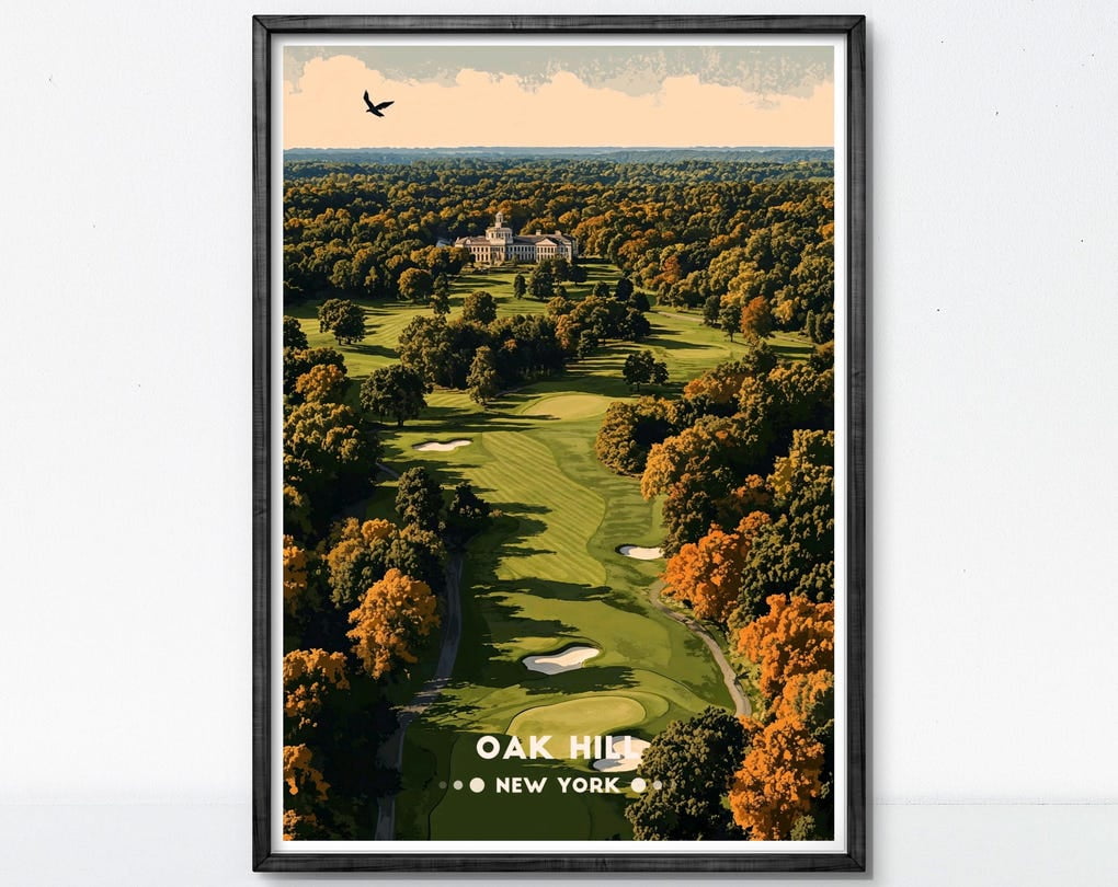 Oak Hill Golf Poster, New York Golf Art Print, Championship Golf Wall ...
