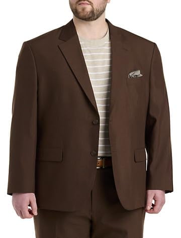 Oak Hill by DXL Men's Big and Tall Linen Blend Suit Jacket Brown 3XL ...
