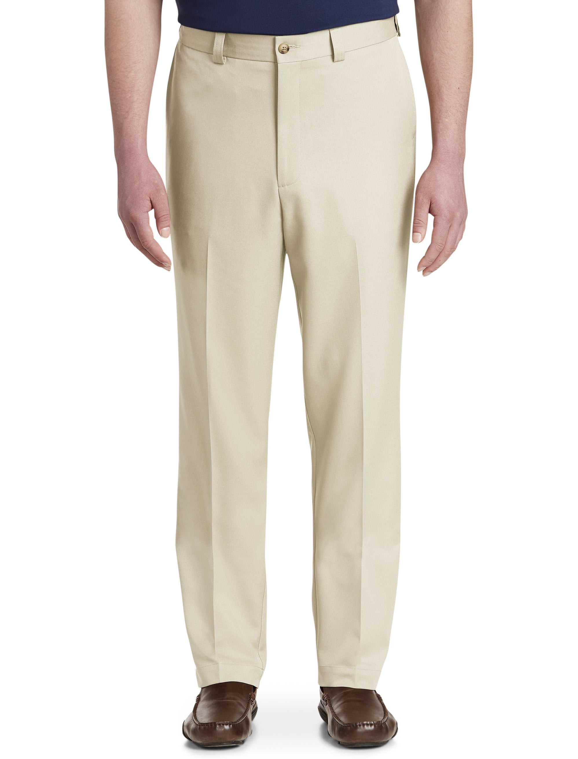 Oak Hill Men's Big and Tall Waist-Relaxer Microfiber Pants, New Khaki ...