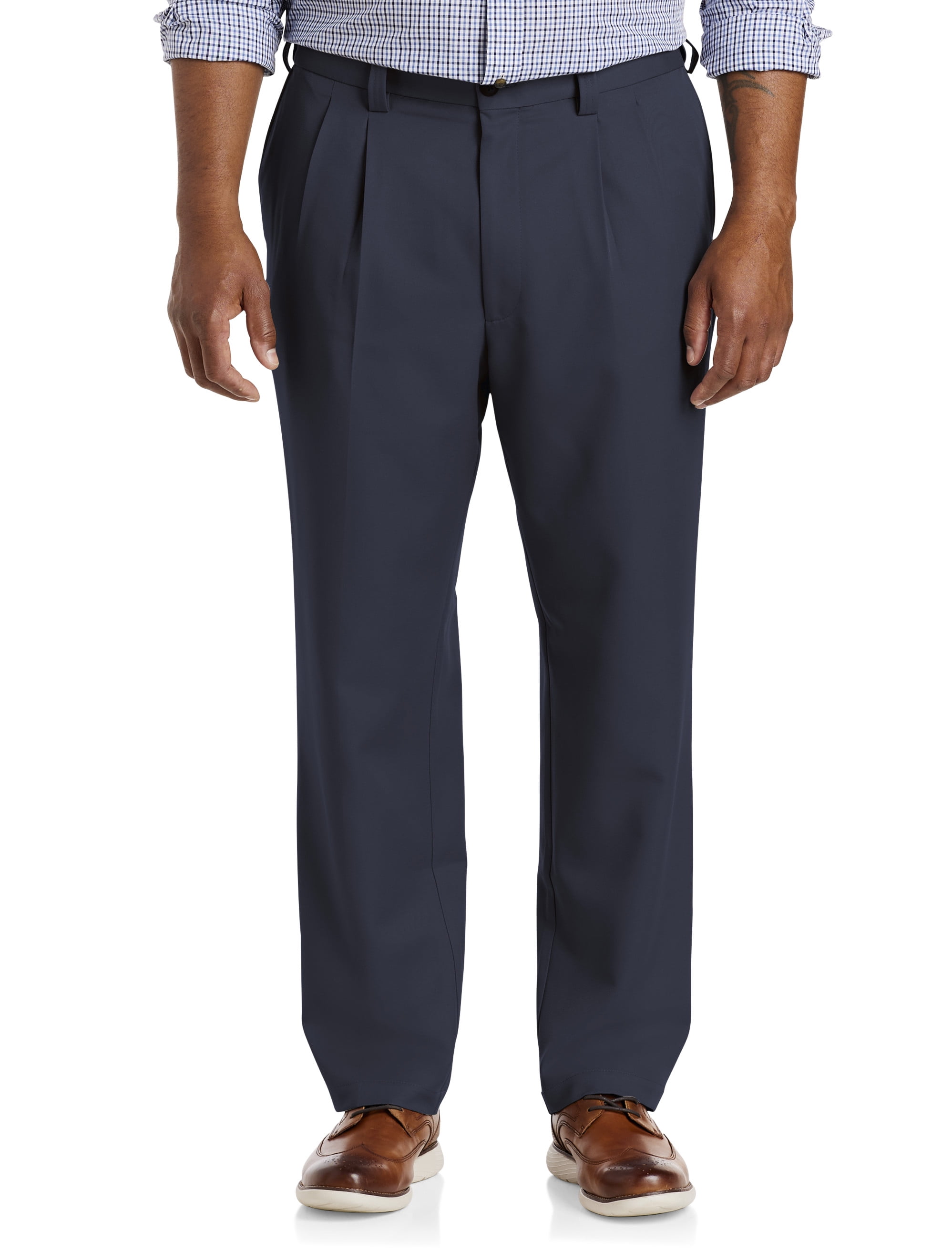 Oak Hill by DXL Men's Big and Tall Waist-Relaxer Pleated Microfiber ...