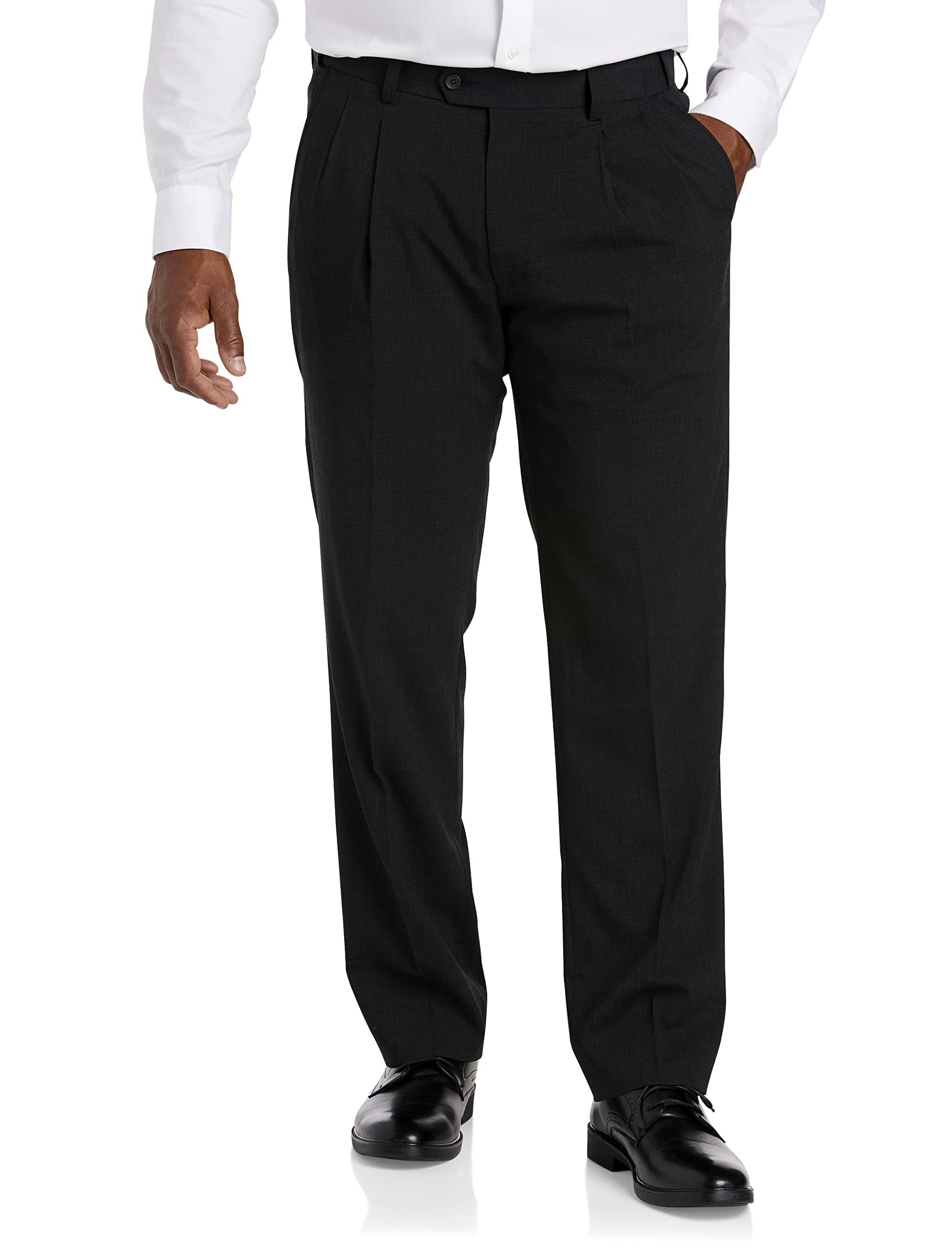Perfect Fit Waist-Relaxer Pleated Suit Pants Charcoal 48 x 30 - Walmart.com