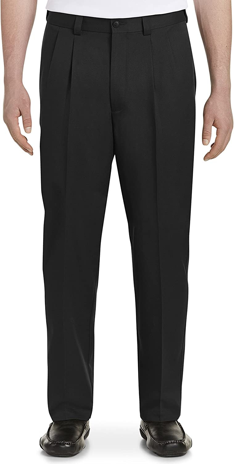 Waist-Relaxer Pleated Microfiber Pants Black 50 x 28 - Walmart.com