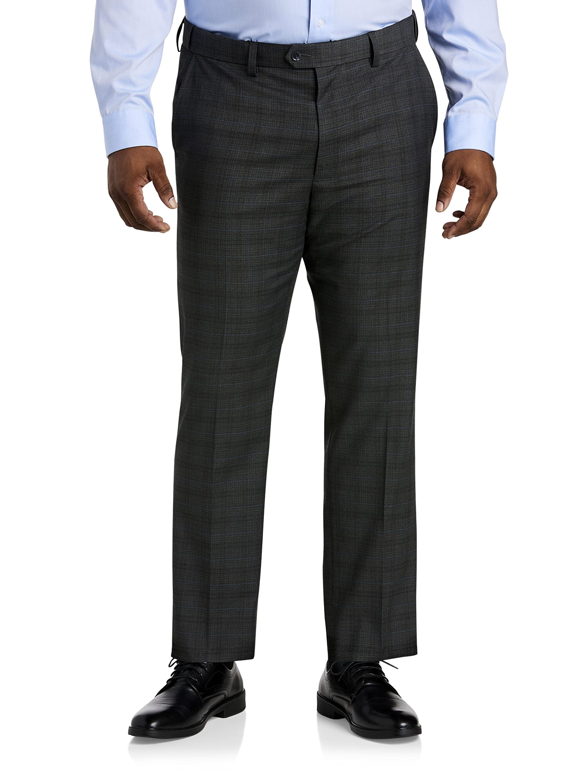 Oak Hill by DXL Men's Big and Tall Windowpane Suit Pants Grey 48 x 32 ...