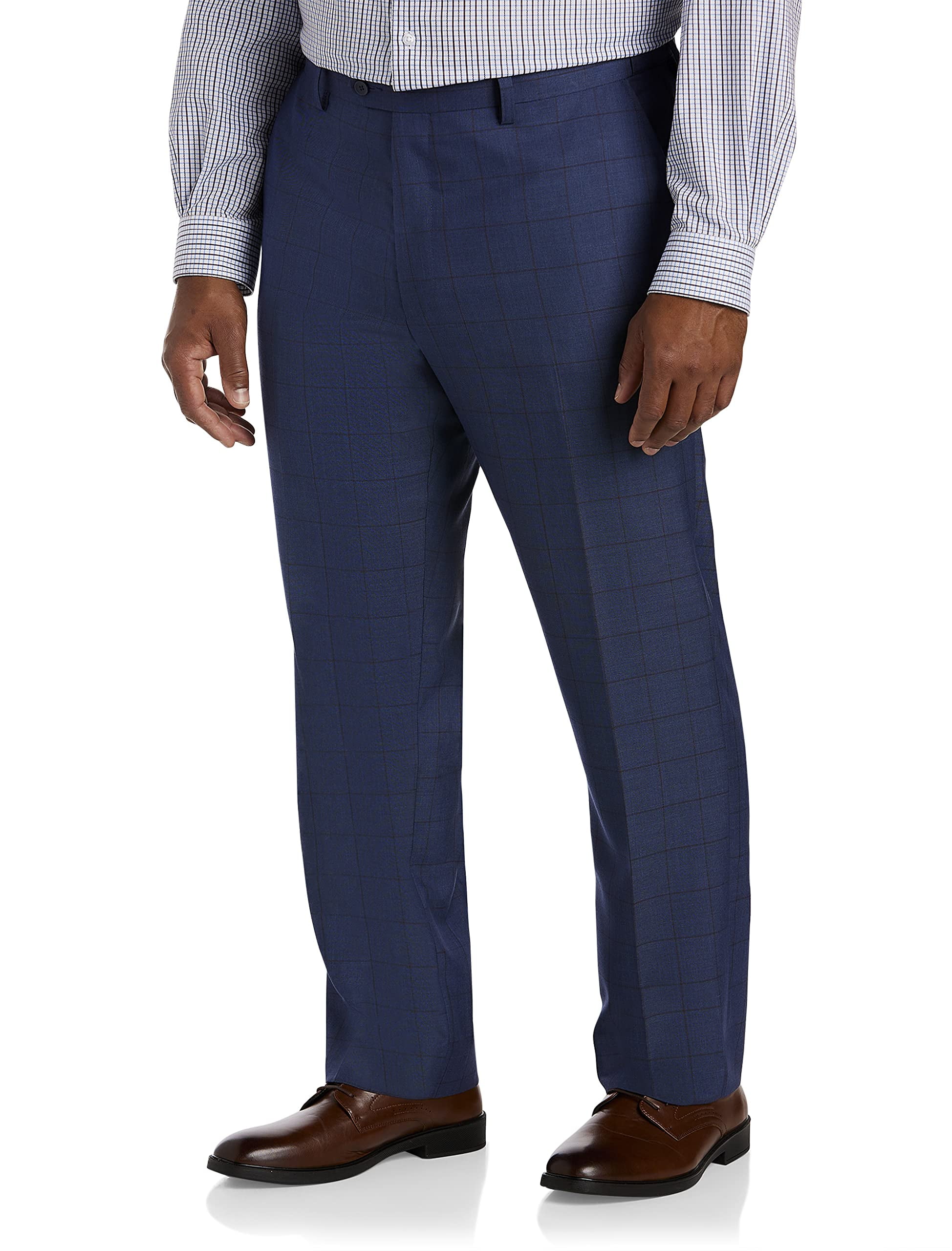 Oak Hill by DXL Men's Big and Tall Windowpane Suit Pants Navy 48 x 30 ...