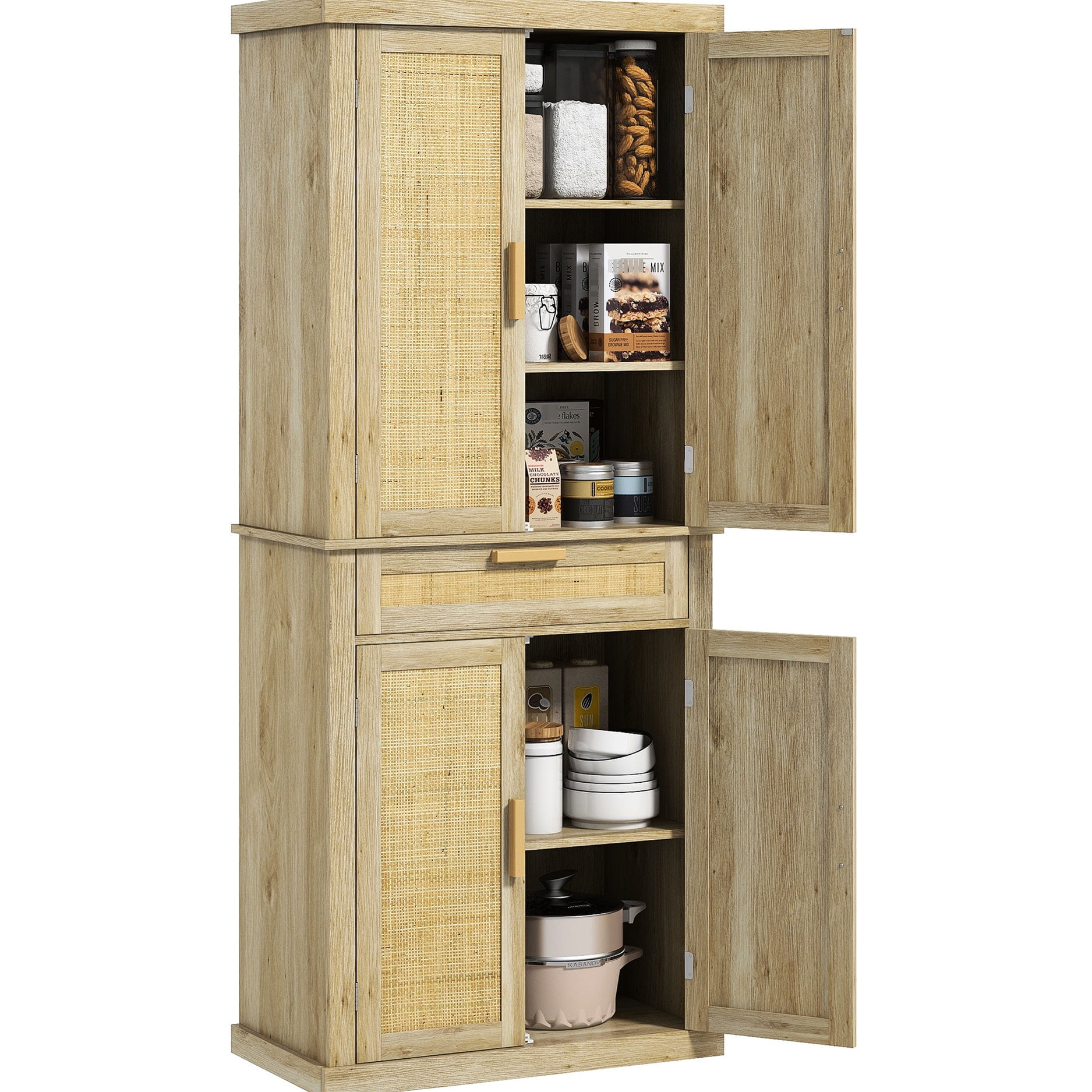 Oak Kitchen Pantry Cabinet | Storage for Kitchen Essentials with Anti ...