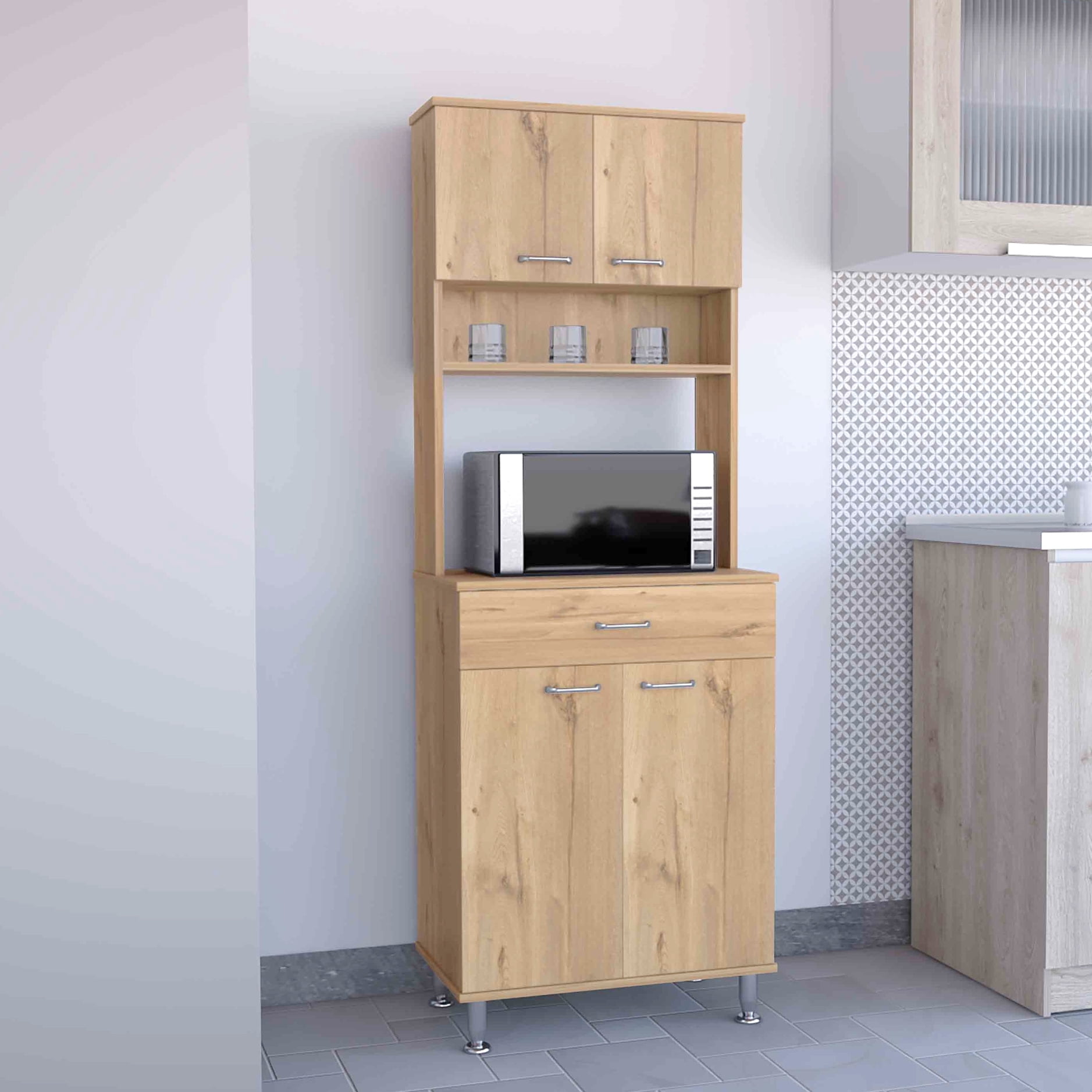 Oak Kitchen Pantry With Extensive Worktop - For Cooking & Meal Planning ...