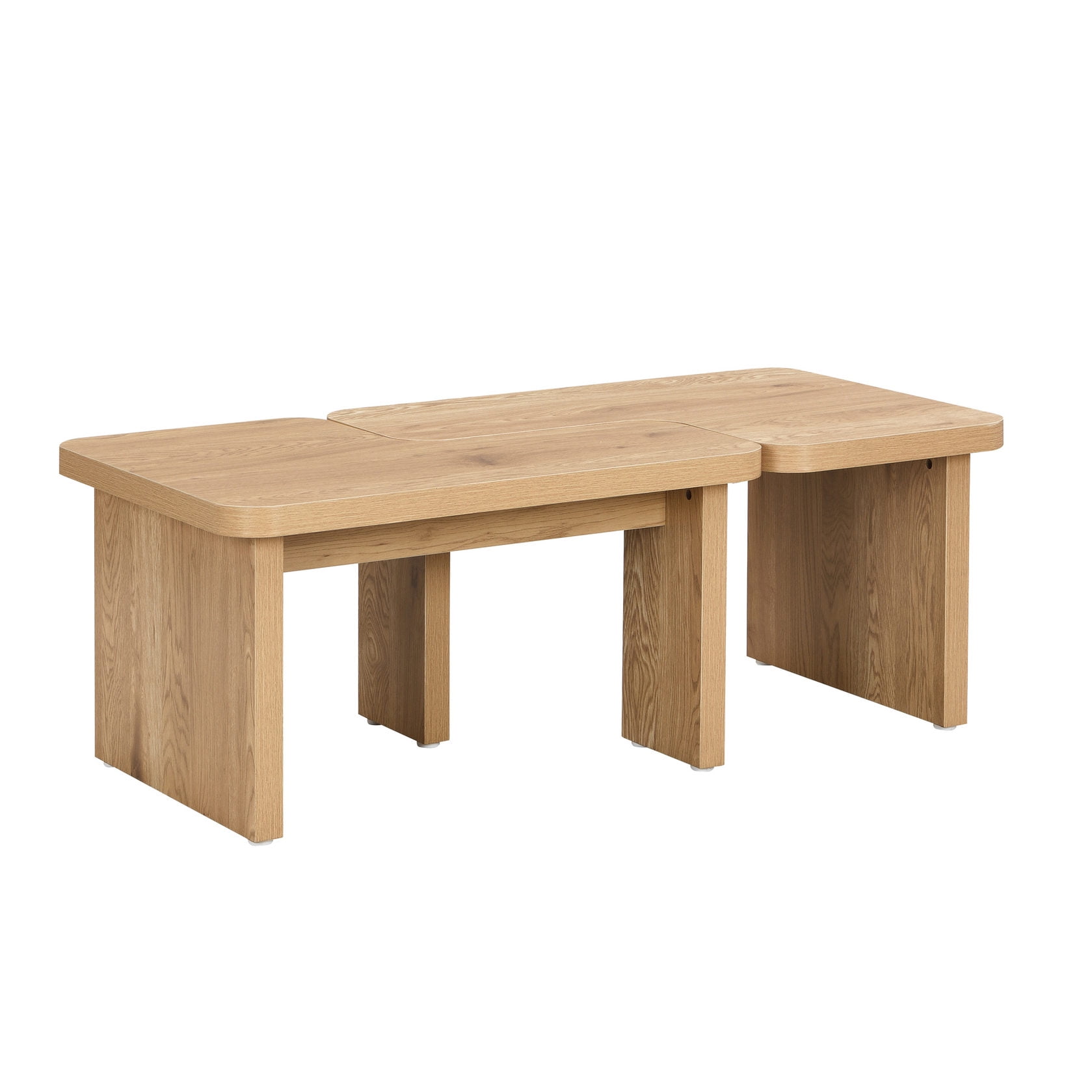 Oak L-Shape Freestanding Coffee Table / Streamlined Splices for Design ...