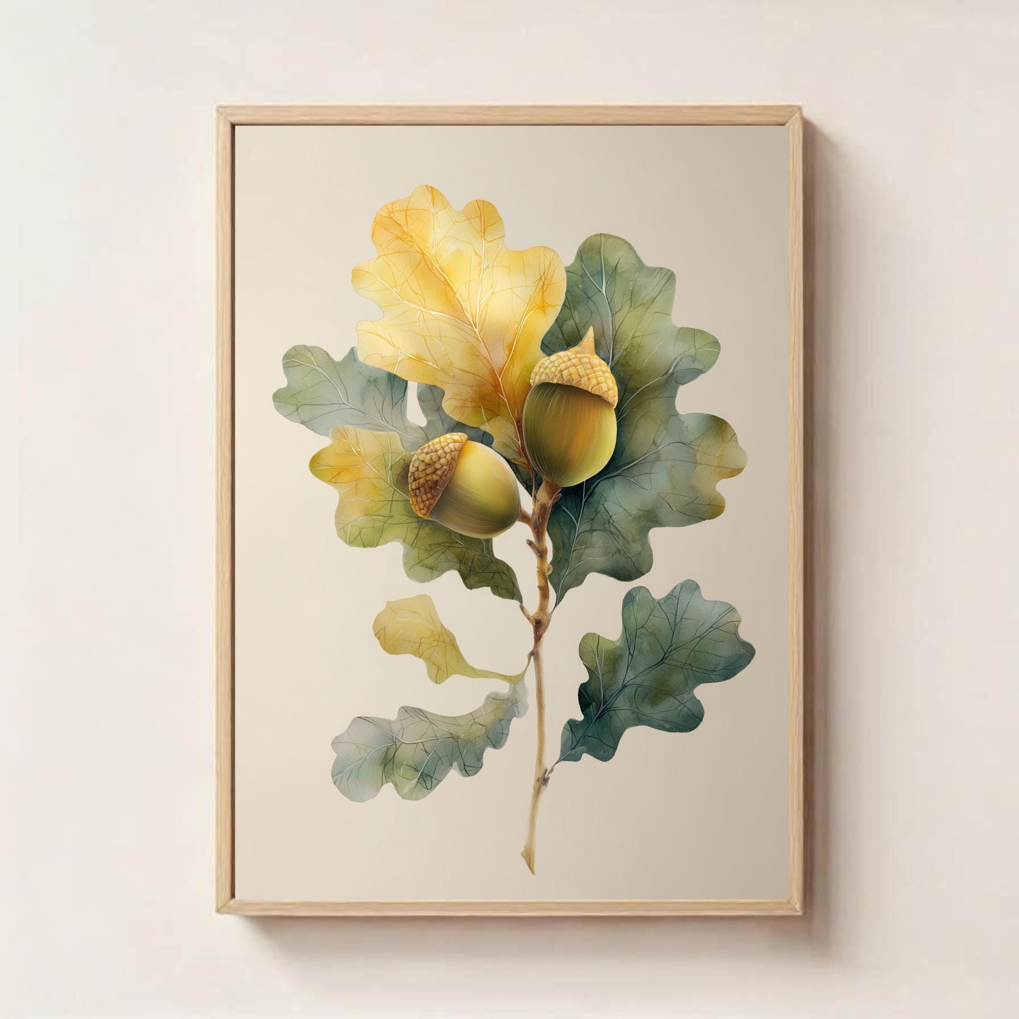 Oak Leaf And Acorn Wall Art | Energy Infused Botanical Print | Symbol ...