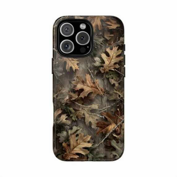 Oak Leaf Camo Forest Branches Rustic Woodland Pattern Case with iPhone ...