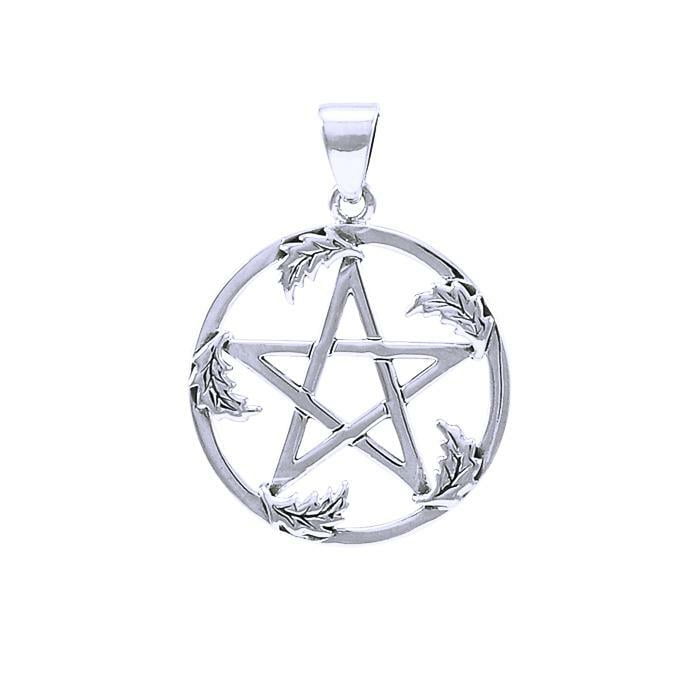Oak Leaf Pentacle Pendant 925 Sterling Silver Fine Pagan Wiccan Amulet ...