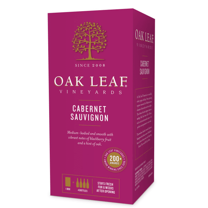 Oak Leaf Vineyards Cabernet Sauvignon Red Wine, 3 L Bag in Box, 13% ABV ...