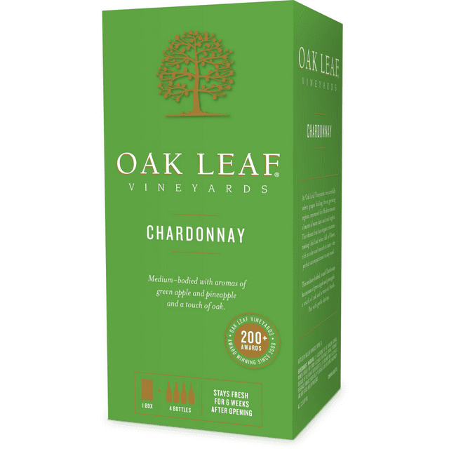 Oak Leaf Vineyards Chardonnay White Wine, 3 L Bag in Box, 13% ABV ...