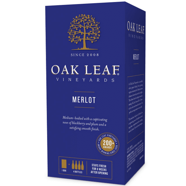 Oak Leaf Vineyards Merlot Red Wine, 3 L Bag in Box, 13% ABV - Walmart.com