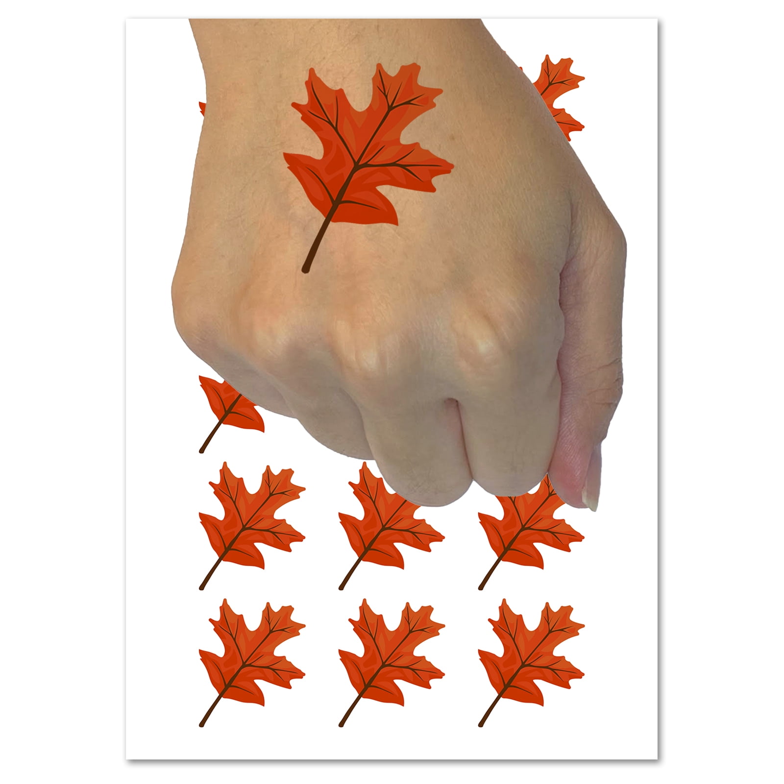 Oak Leaf Water Resistant Temporary Tattoo Set Fake Body Art Collection ...