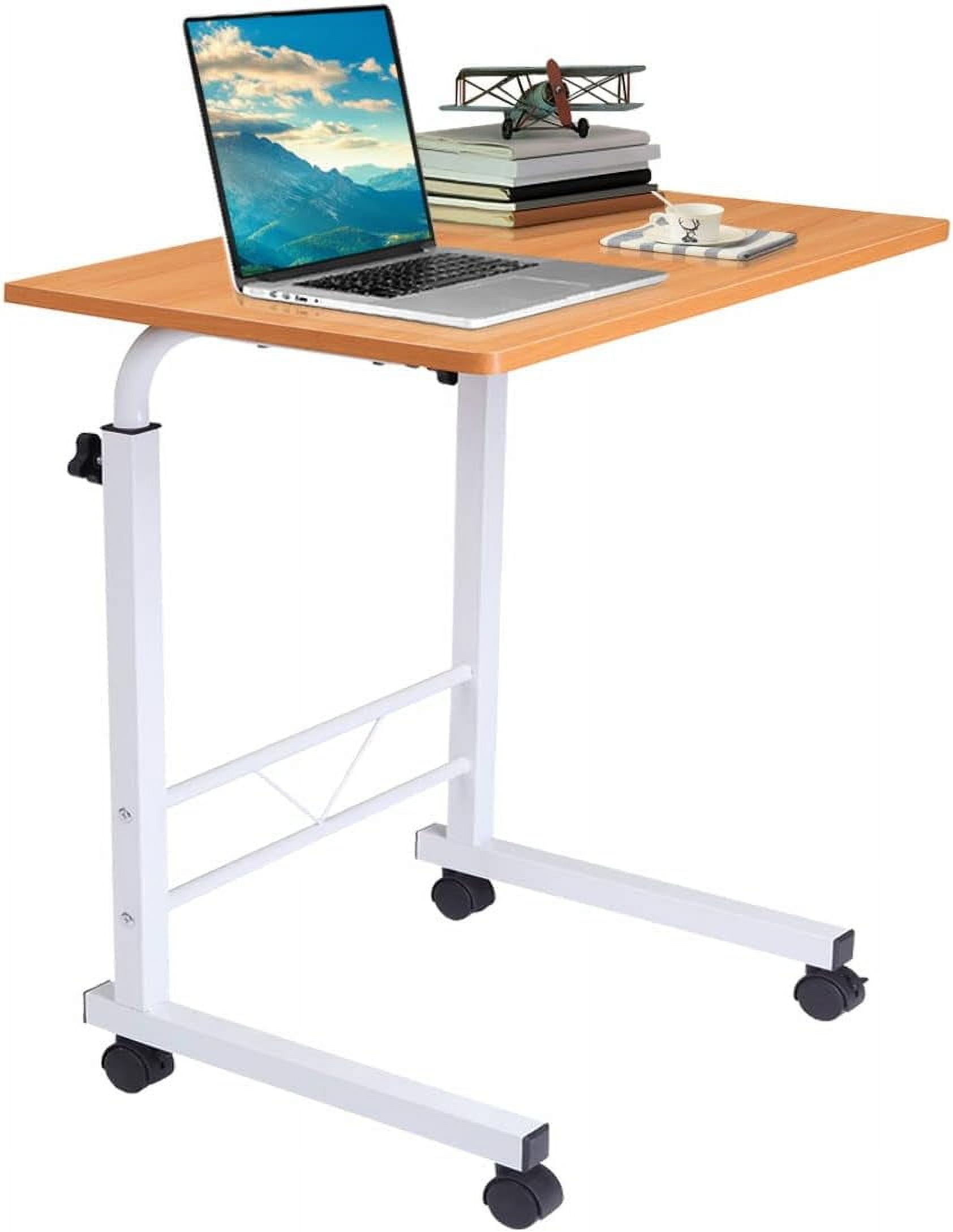 Oak- S Height Adjustable Laptop Cart with Wheels - Rolling Desk & Sofa ...