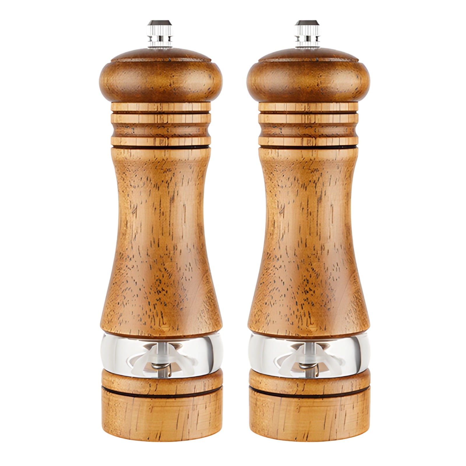 Oak Salt and Pepper Grinder Set, 6.6 in / 16.7 cm Adjustable Ceramic ...