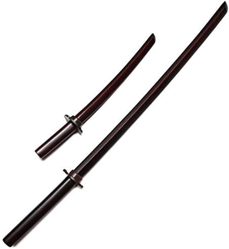 Oak Samurai Training Sword Set Comes with Tsuba Handguard (Dark Red ...