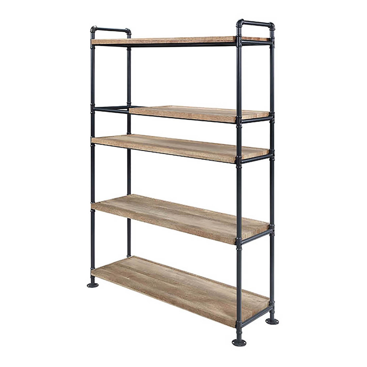 Oak & Sandy Black 5-Shelf Bookshelf: Sturdy Wooden Shelves with Metal ...