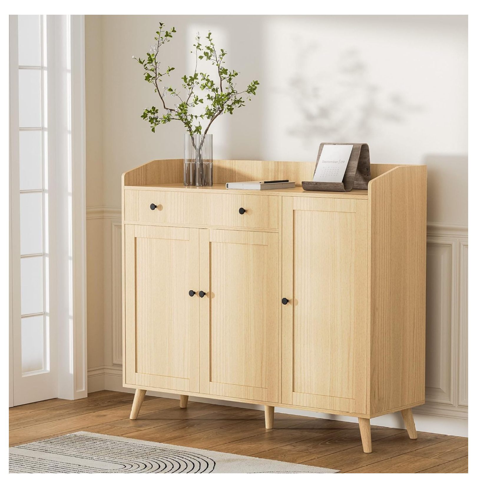 Oak Shoe Storage Cabinet fit up to Shoe Size 16, Shoe Cabinet with ...