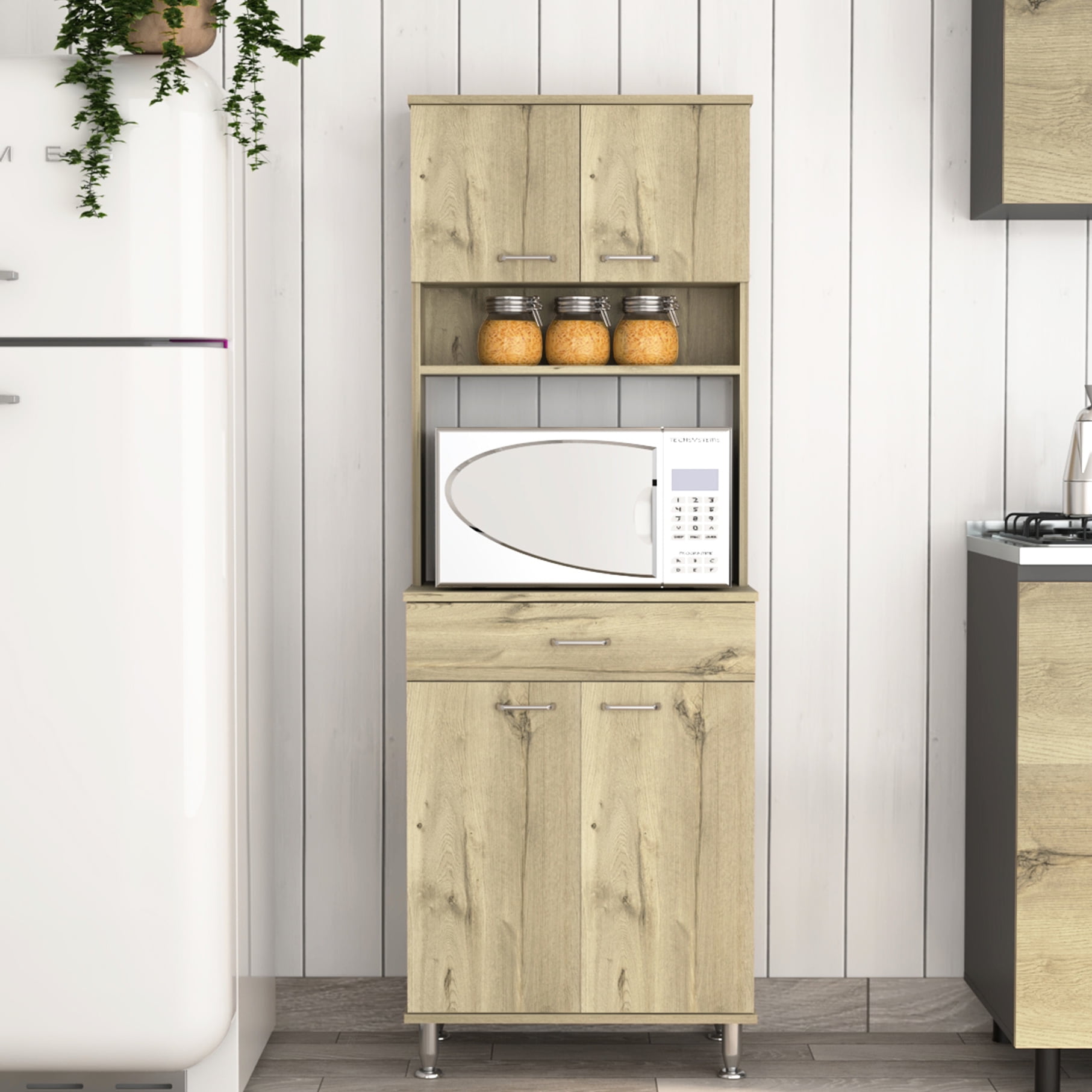 Oak Storage Cabinet With Adjustable Legs, 1 Drawer & Shelf - Robust ...