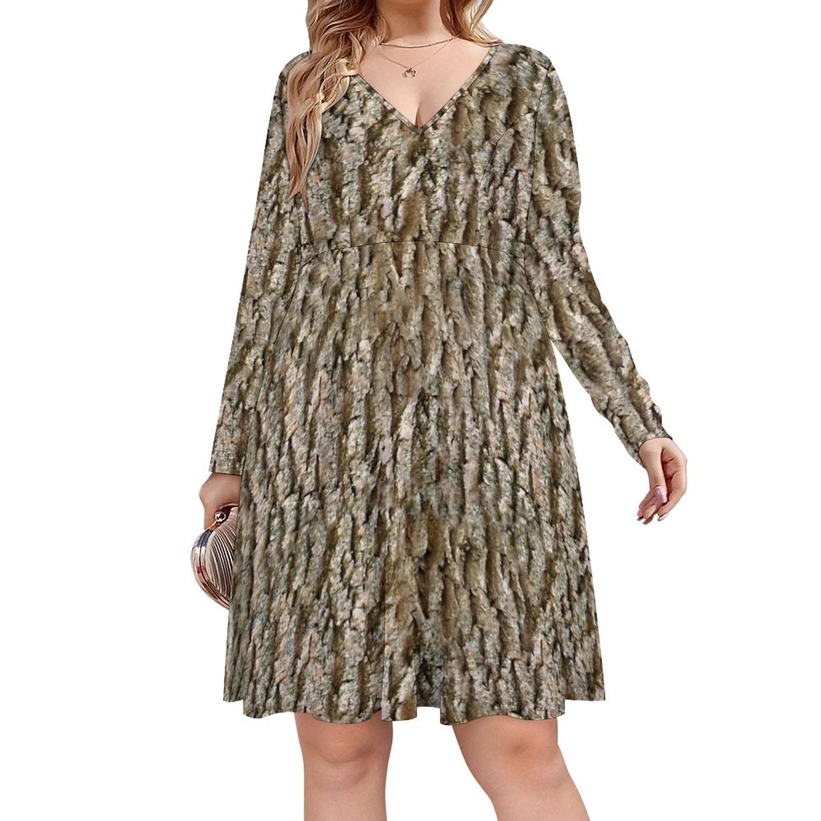 Oak Tree Bark (Seamless Texture) Long Sleeve Sexy Dresses For Women ...