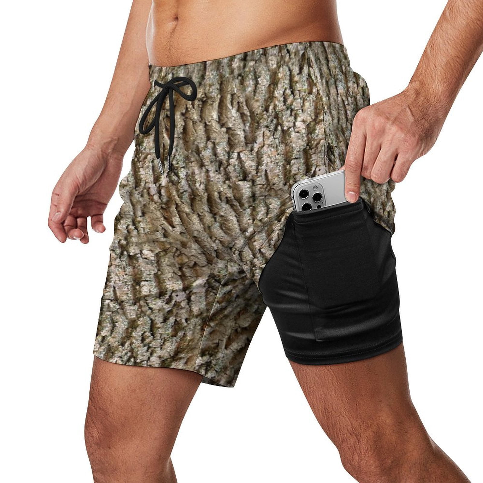 Oak Tree Bark (Seamless Texture) Quick Dry Swimming Shorts For Men ...