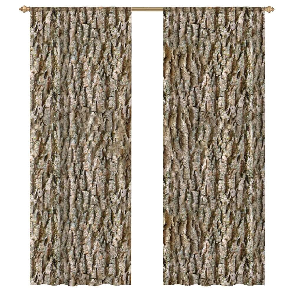 Oak Tree Bark Seamless Texture Sheer Window Curtains for Living Room ...