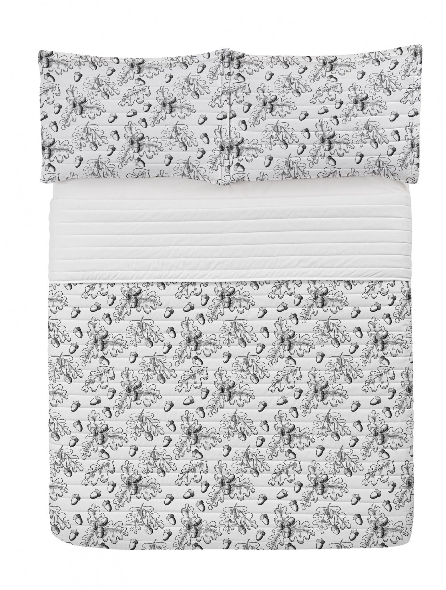 Oak Tree Microfiber Bedspread Set, Acorn Nut of Plant Foliage Woodland ...