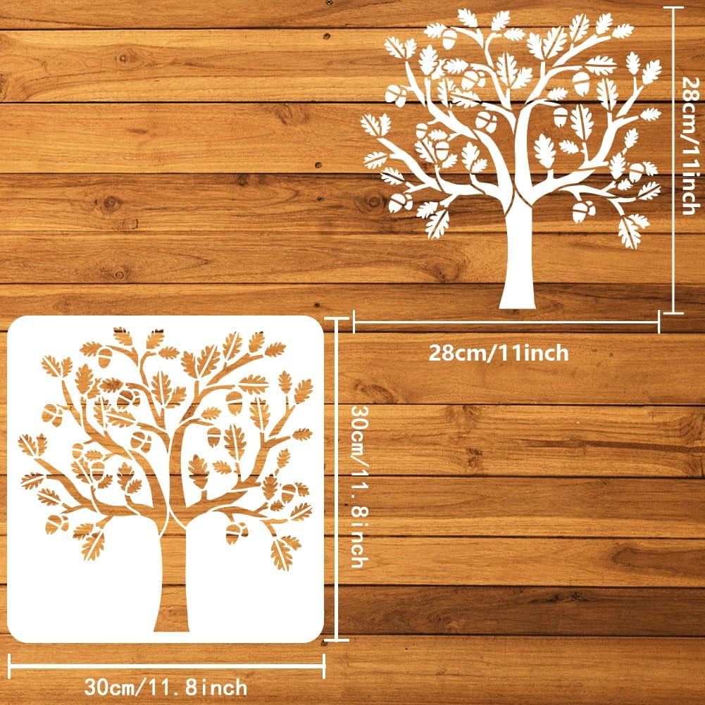 Oak Tree Painting Stencil 11.8x11.8 inch Reusable Oak Tree Pattern ...