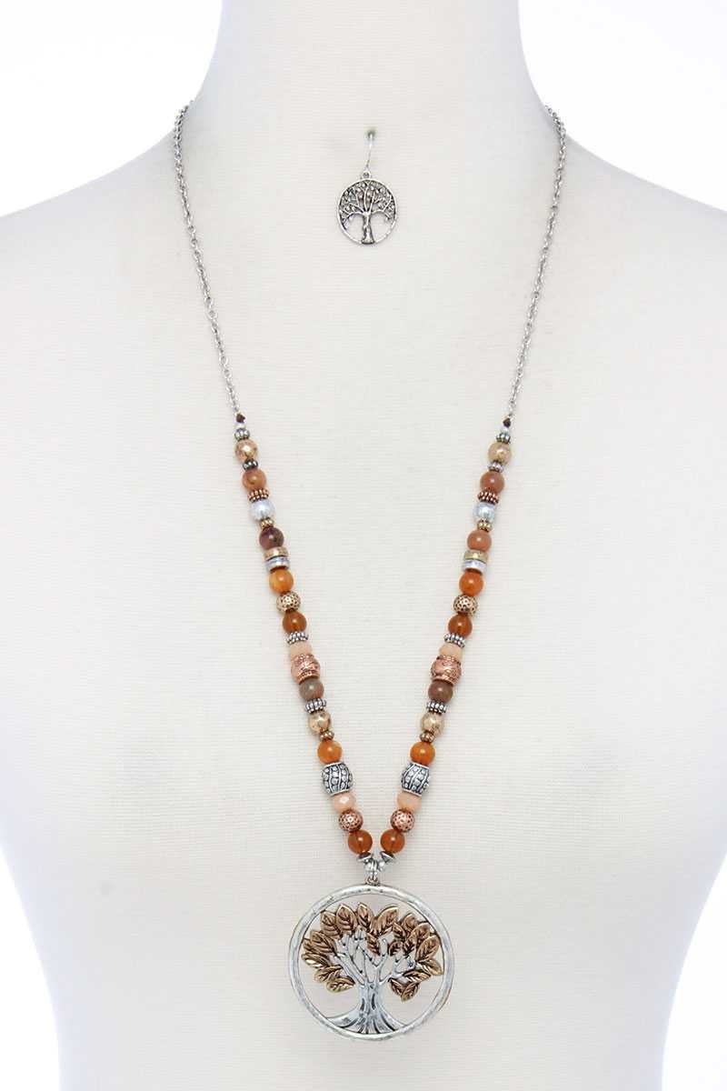 Oak Tree Pendant Beaded Necklace - Walmart.com