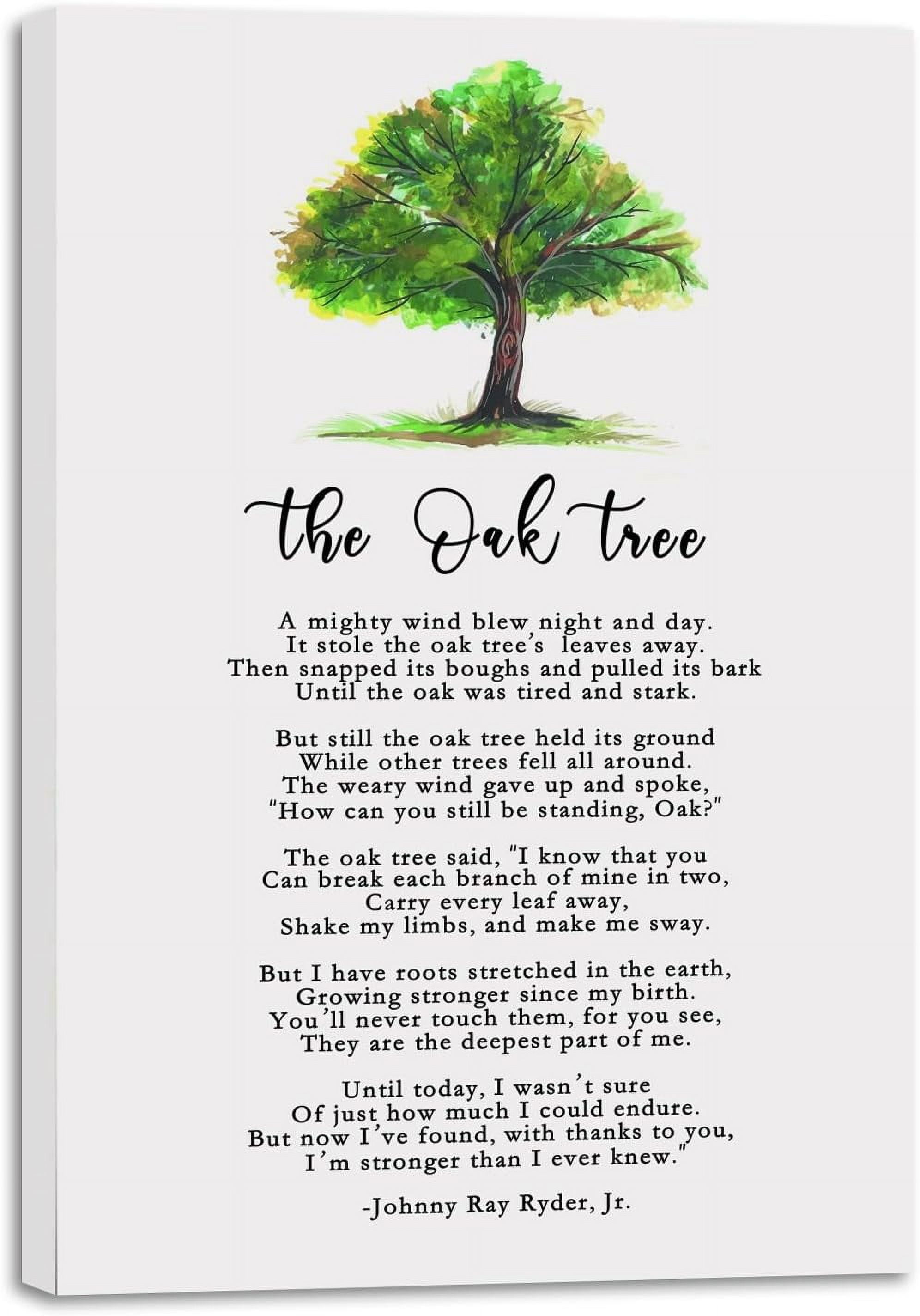 The Oak Tree Poem Wall Art, The Oak Tree Poem Canvas Print Wall Decor ...