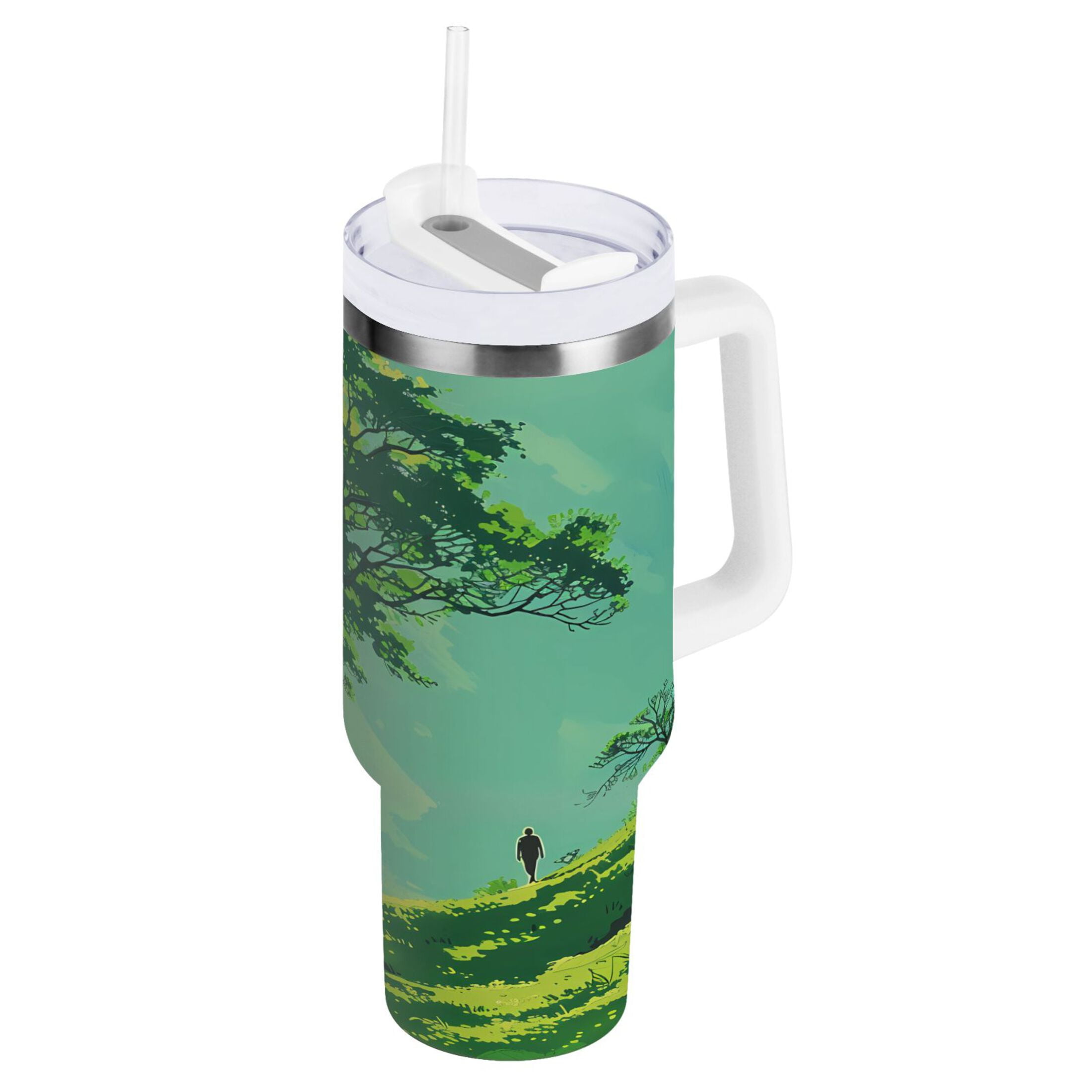 Oak Tree and Person Walk Tumbler with Handle and Straw Lid 30 oz ...