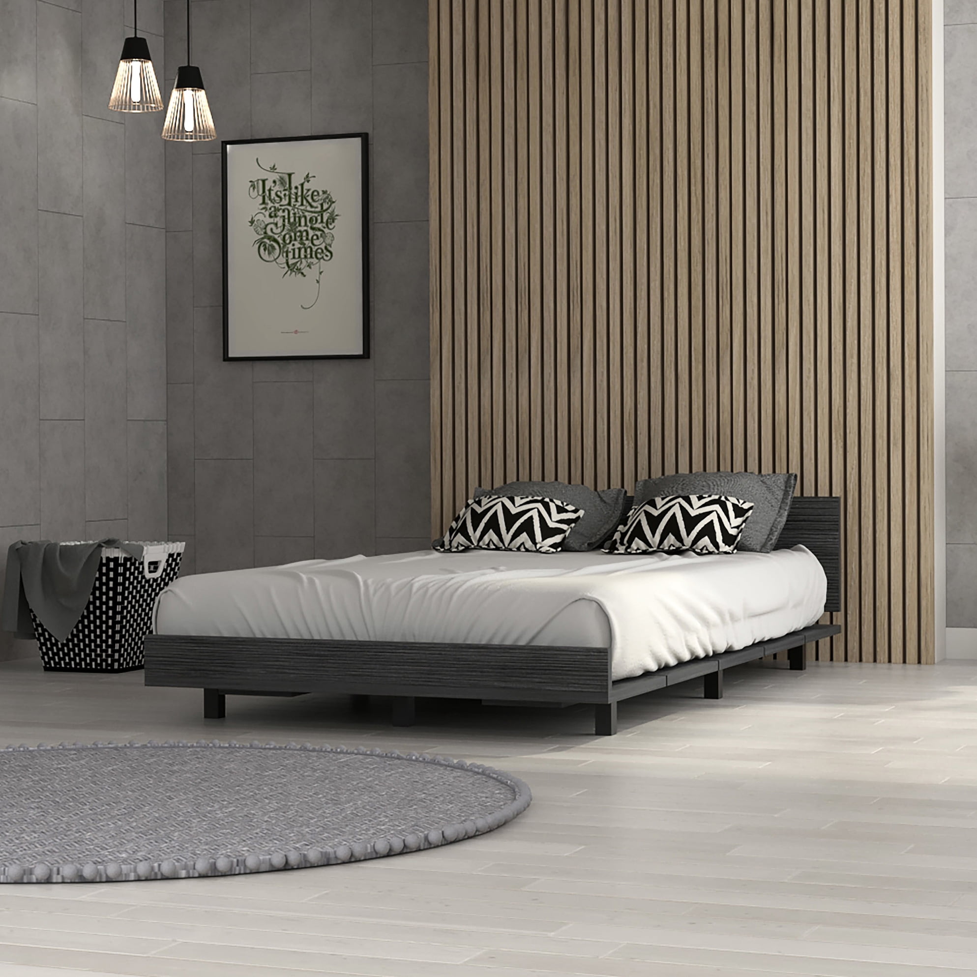 Oak Twin Bed - Rectangular Design For A Comfortable Rest In Muted Forms ...