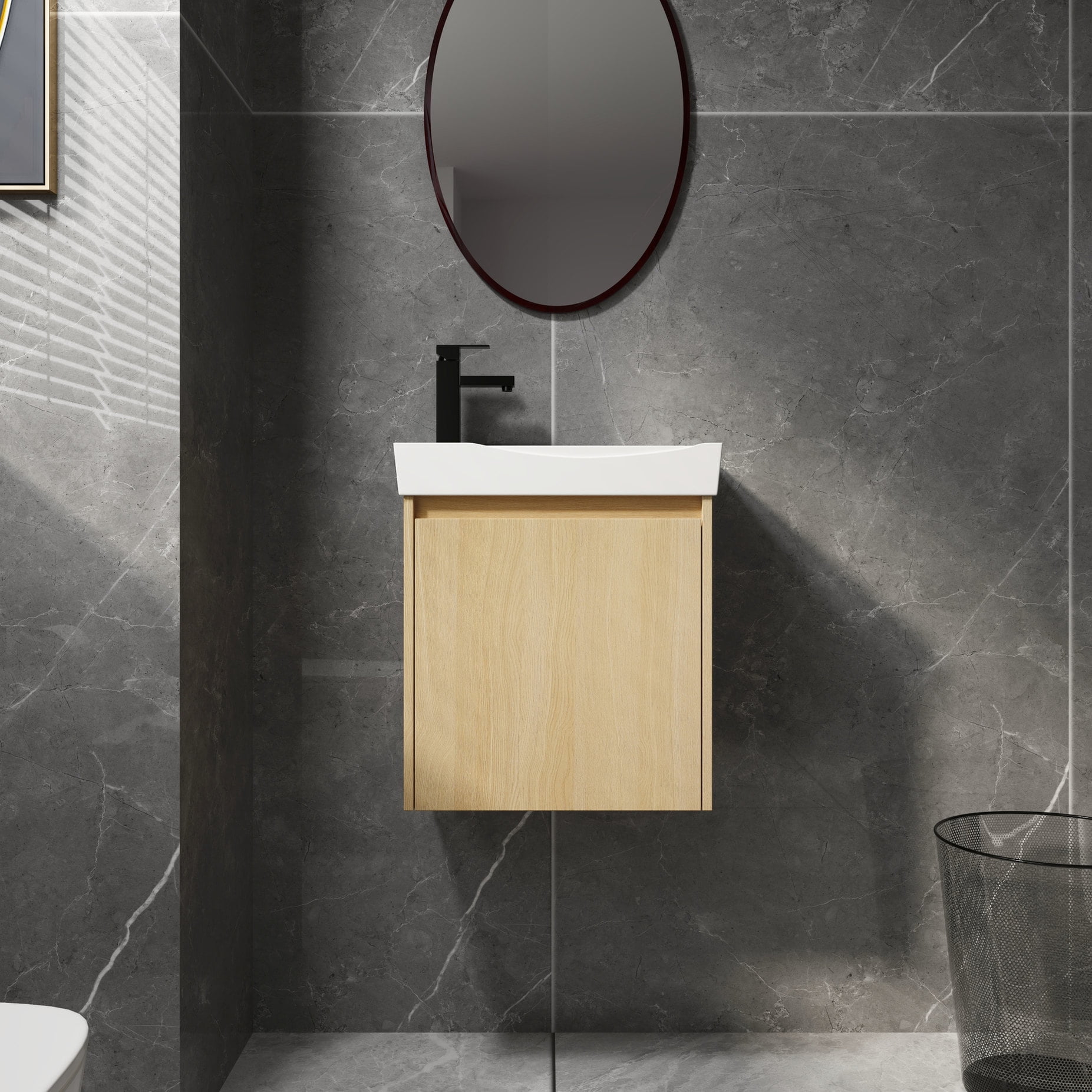 Oak Vanity with Ceramic Sink+Smooth Glaze Surface"-"Bathroom Cleaning ...