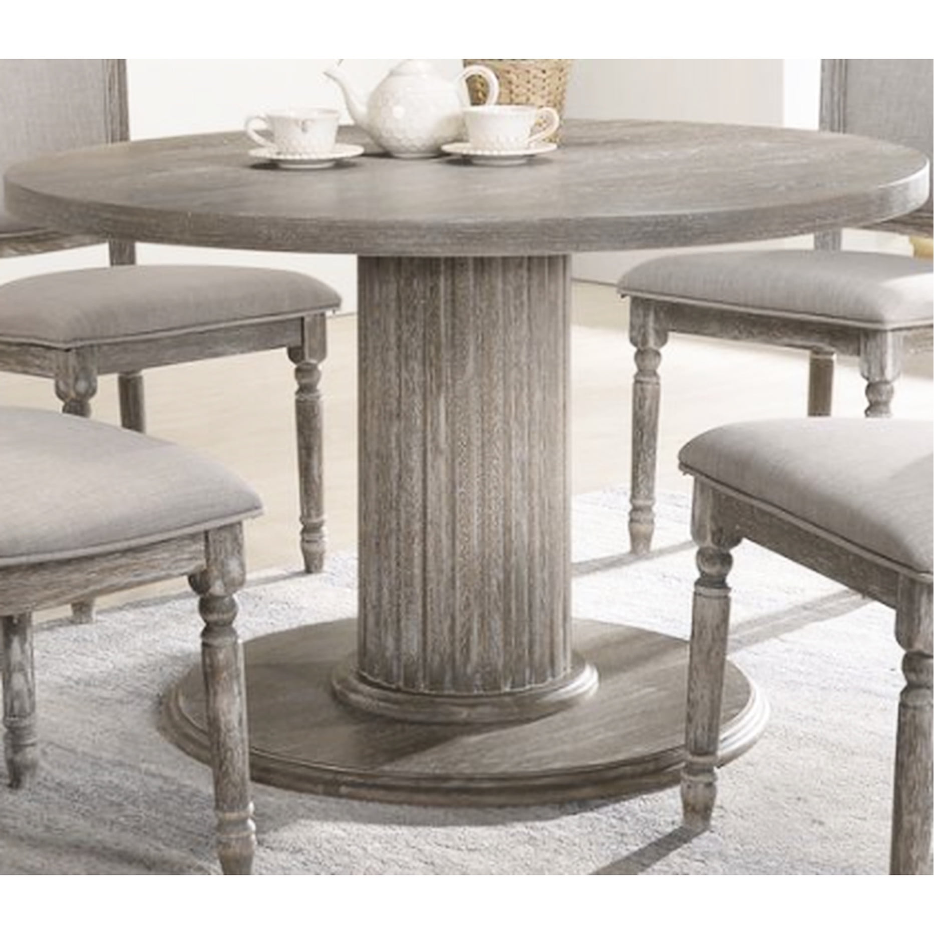 Oak Veneer Round Table+Stable Pedestal Base"-"Home Dining/Outdoor ...