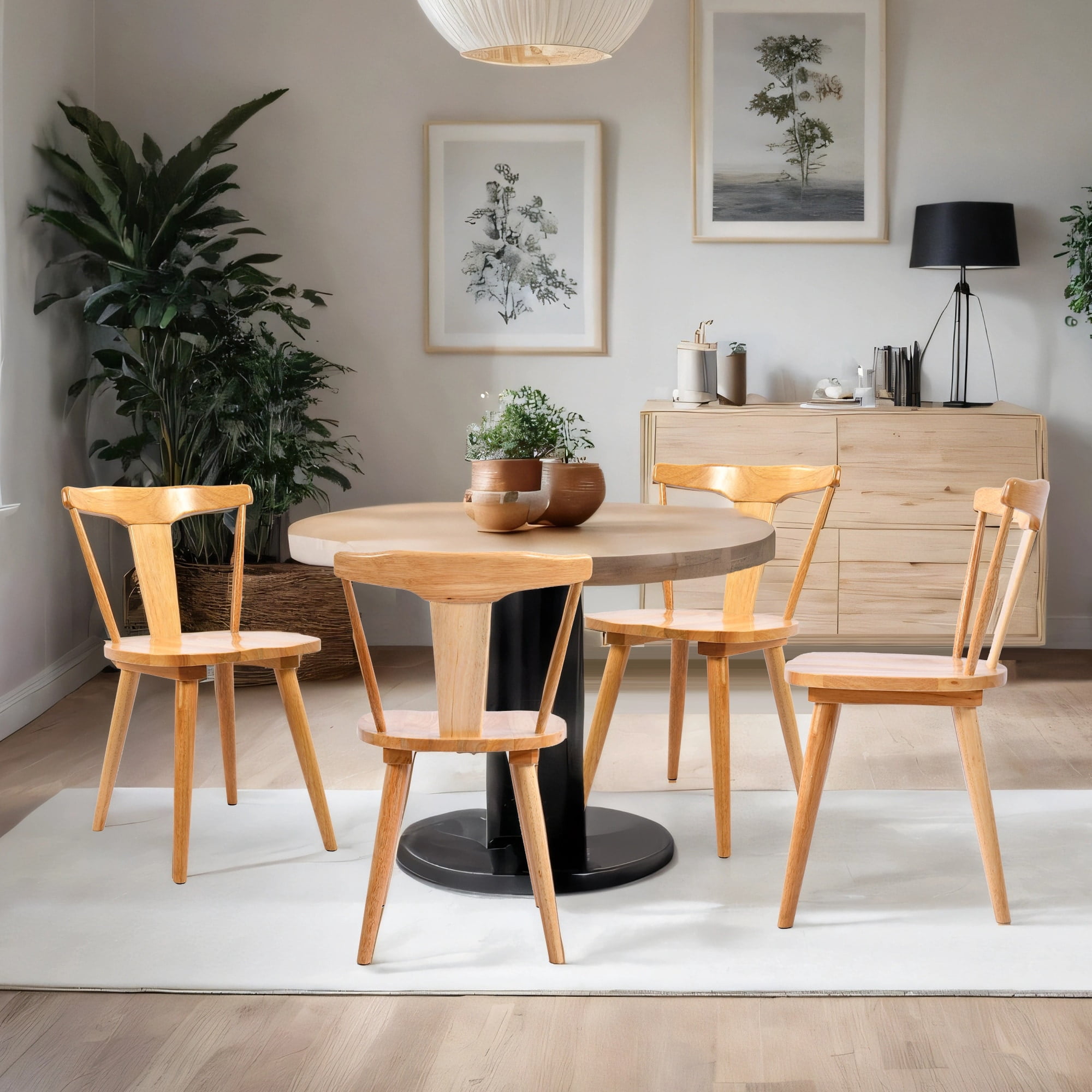 Oak Wood Dining Chairs With Barrel Splat Back Set of 2 Set of 4 ...