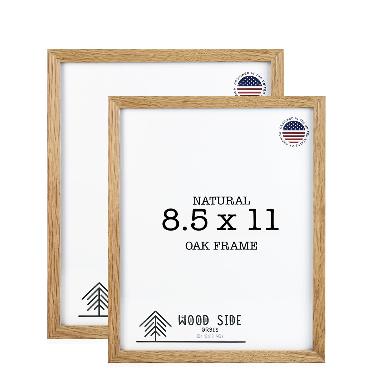 Oak Wood Picture Frames 8.5x11 - Set of 2 - Natural Solid Wood Photo ...
