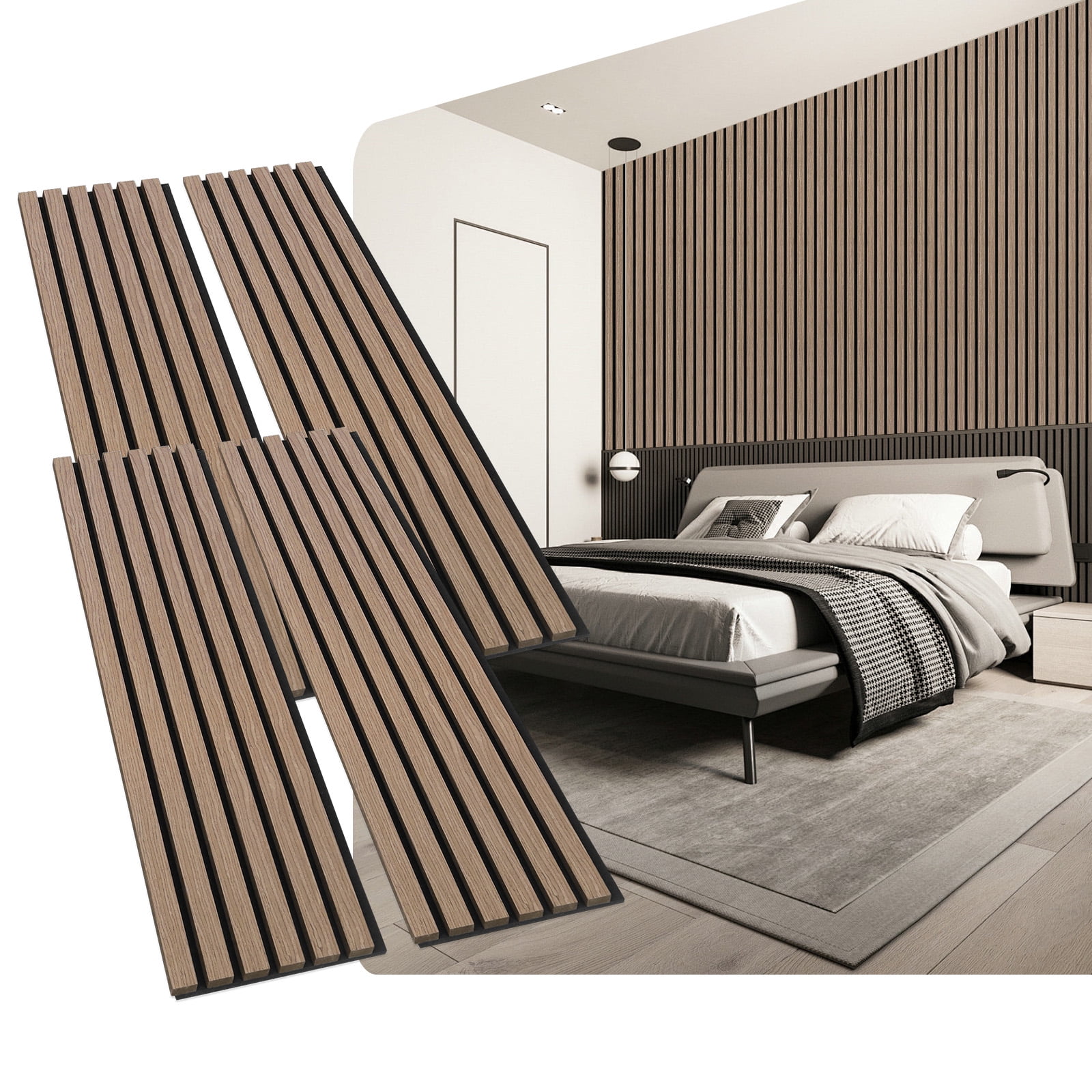 Oak Wood Soundproof Wall Panels 4 Pack, 47.2 In x 12.2 In Acoustic Wall ...